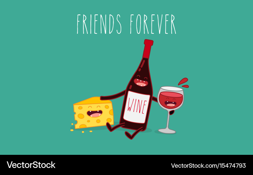 Cartoons of comic characters bottle wine Vector Image
