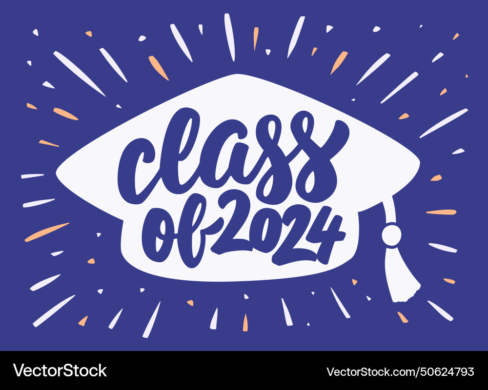 Class of 2024 handwritten lettering Royalty Free Vector