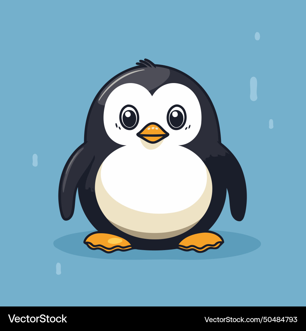 Cute cartoon penguin isolated on blue background Vector Image