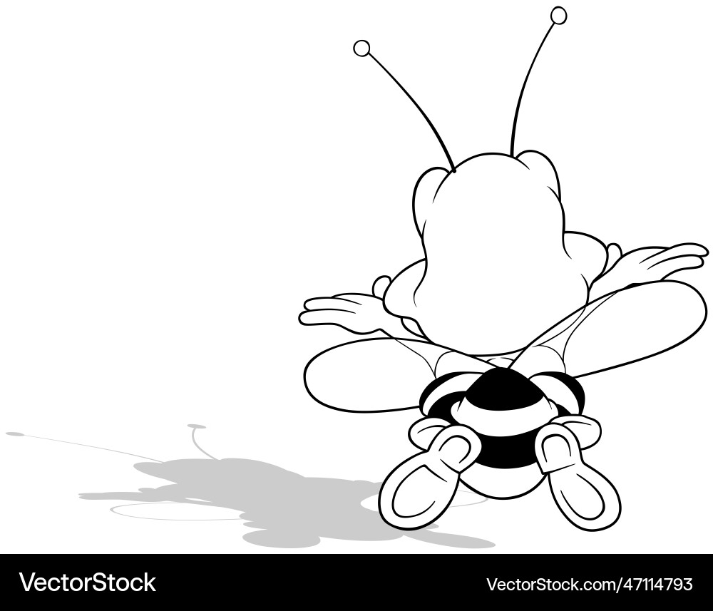 Drawing of a flying bee from rear view Royalty Free Vector