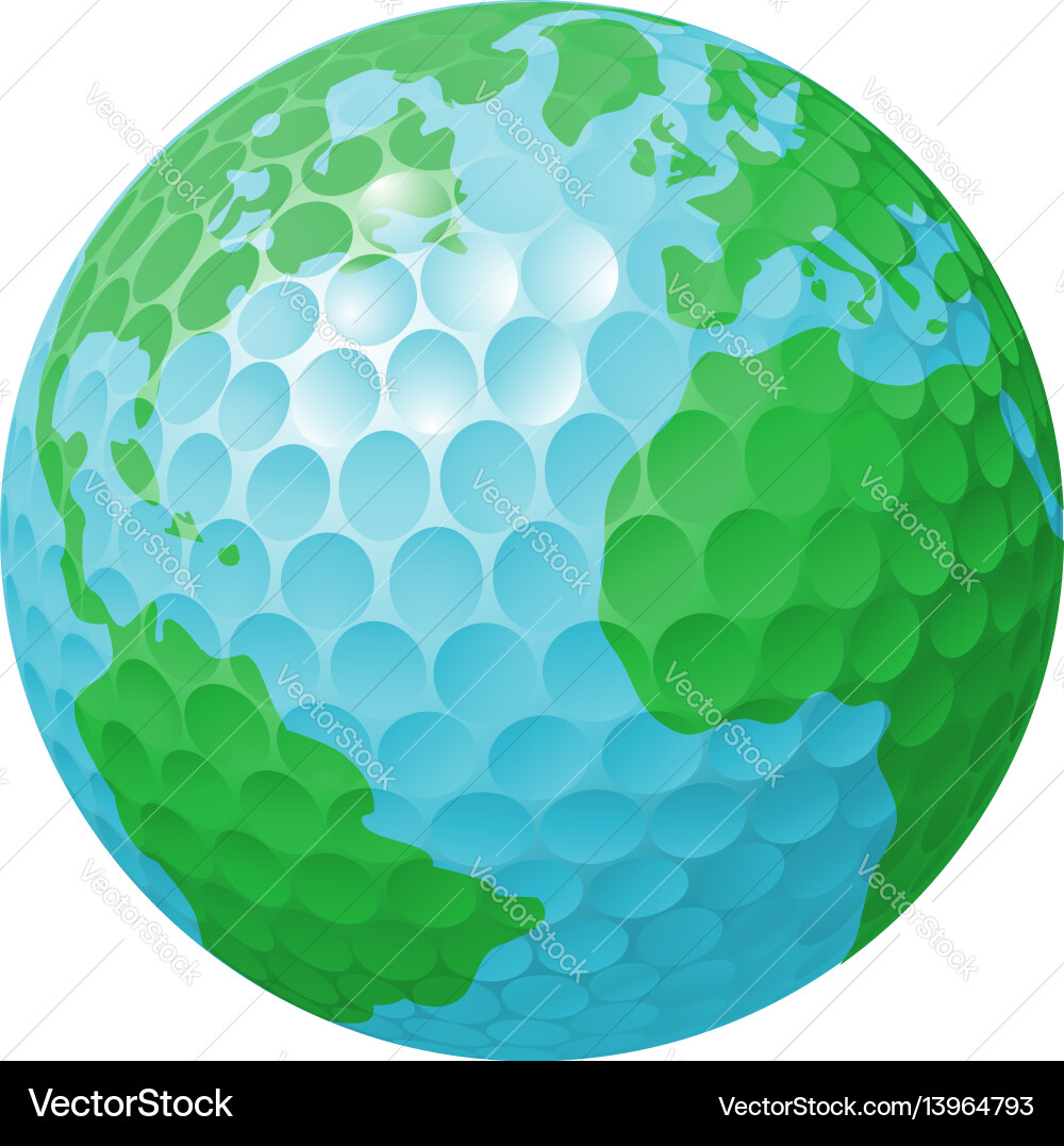 Golf ball world globe concept Royalty Free Vector Image