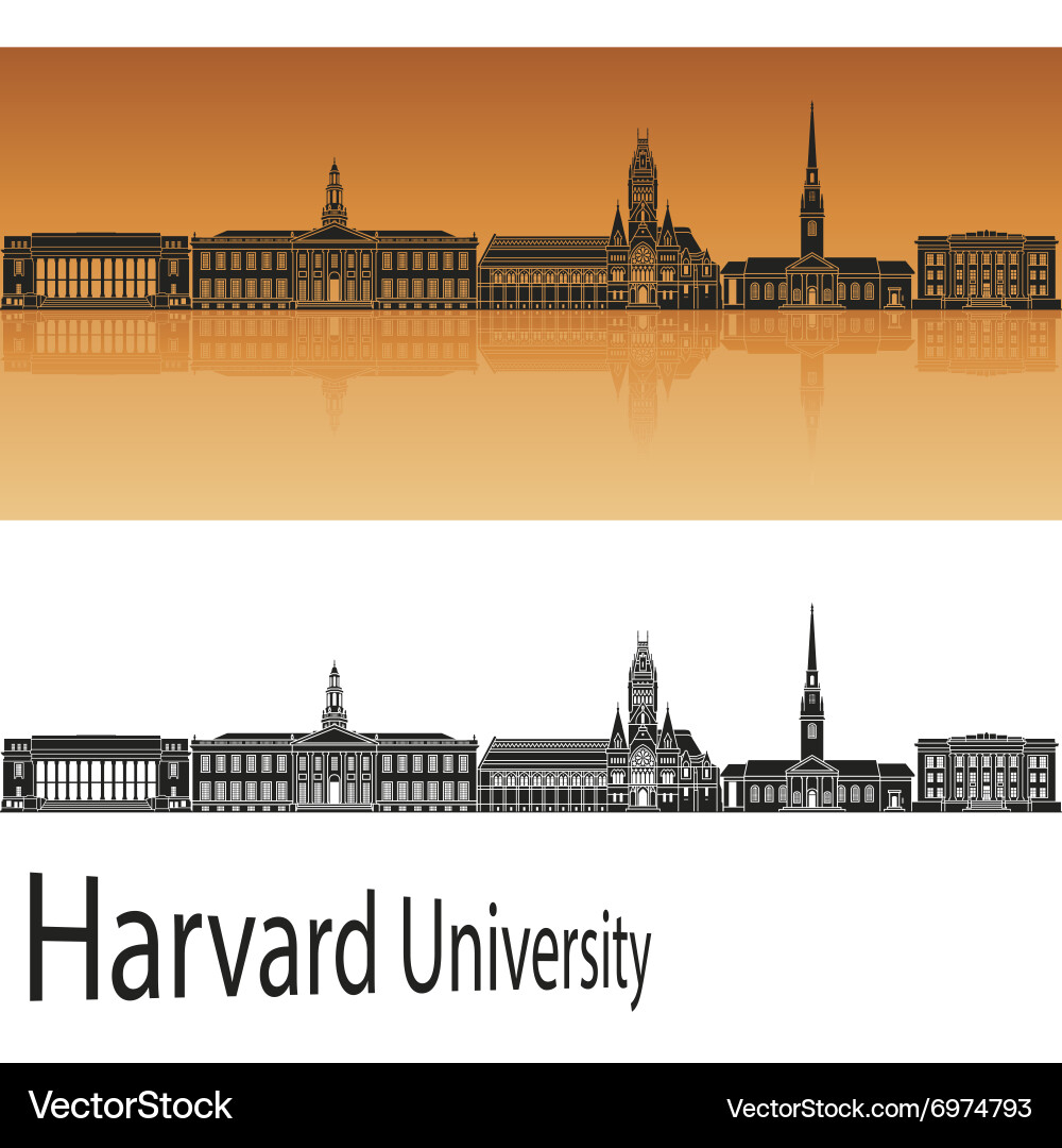 Harvard university skyline in orange Royalty Free Vector