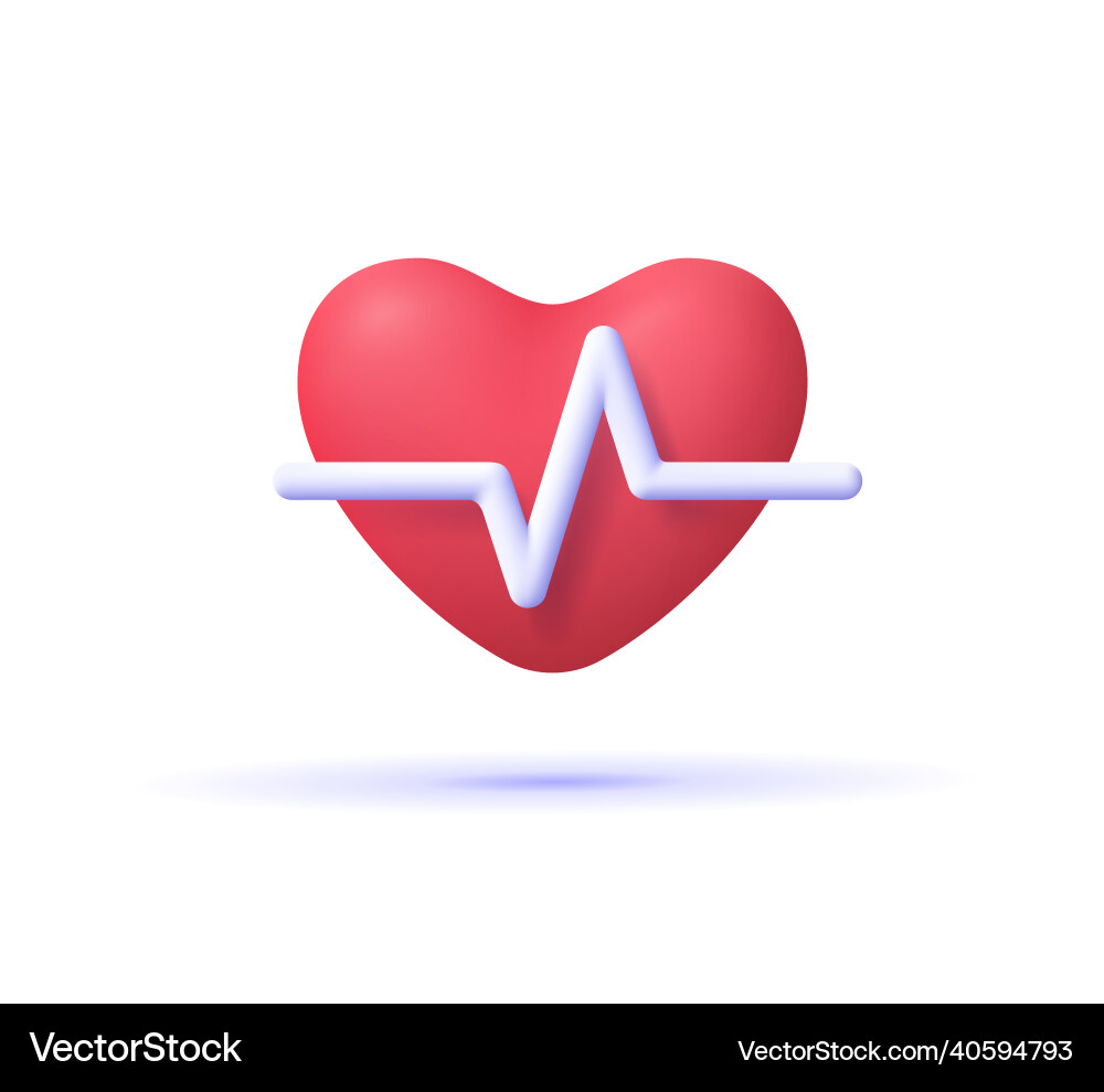 Red heart with white pulse line Royalty Free Vector Image