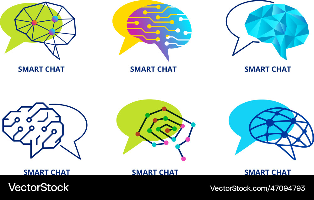 Smart Chatbot Icon Set Royalty Free Vector Image