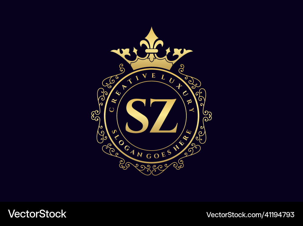 Sz initial letter luxury calligraphic feminine Vector Image