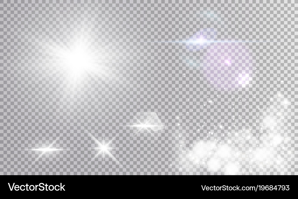 White set of different light effects Royalty Free Vector