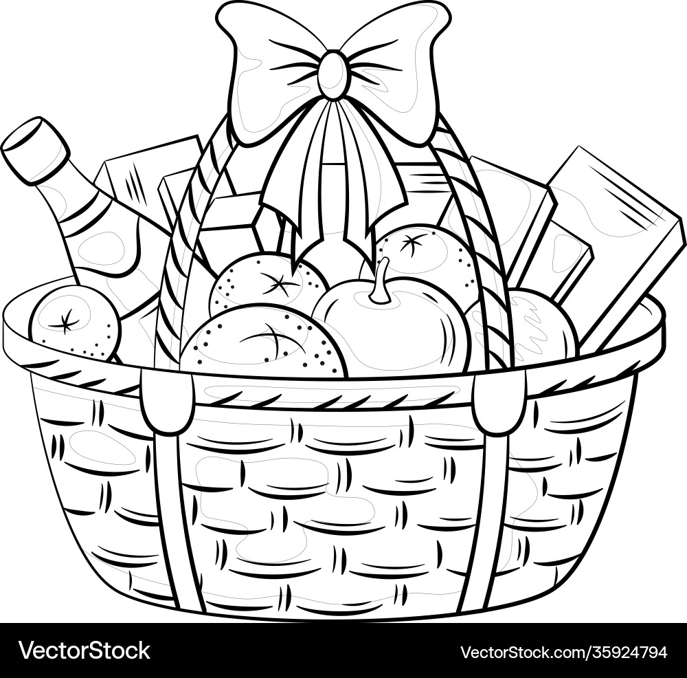 Basket with gifts Royalty Free Vector Image - VectorStock