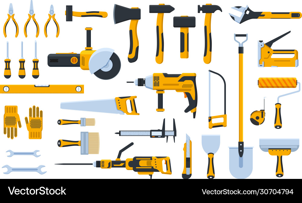 Construction tools building repair hand Royalty Free Vector