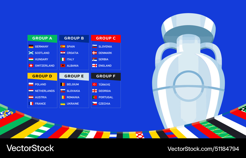 Euro 2024 germany groups emblem ribbon design Vector Image