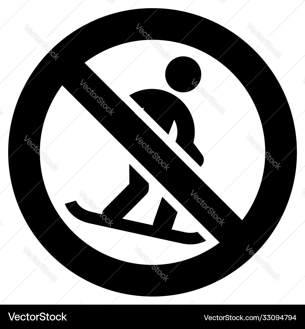 No snowboarding forbidden sign modern round Vector Image