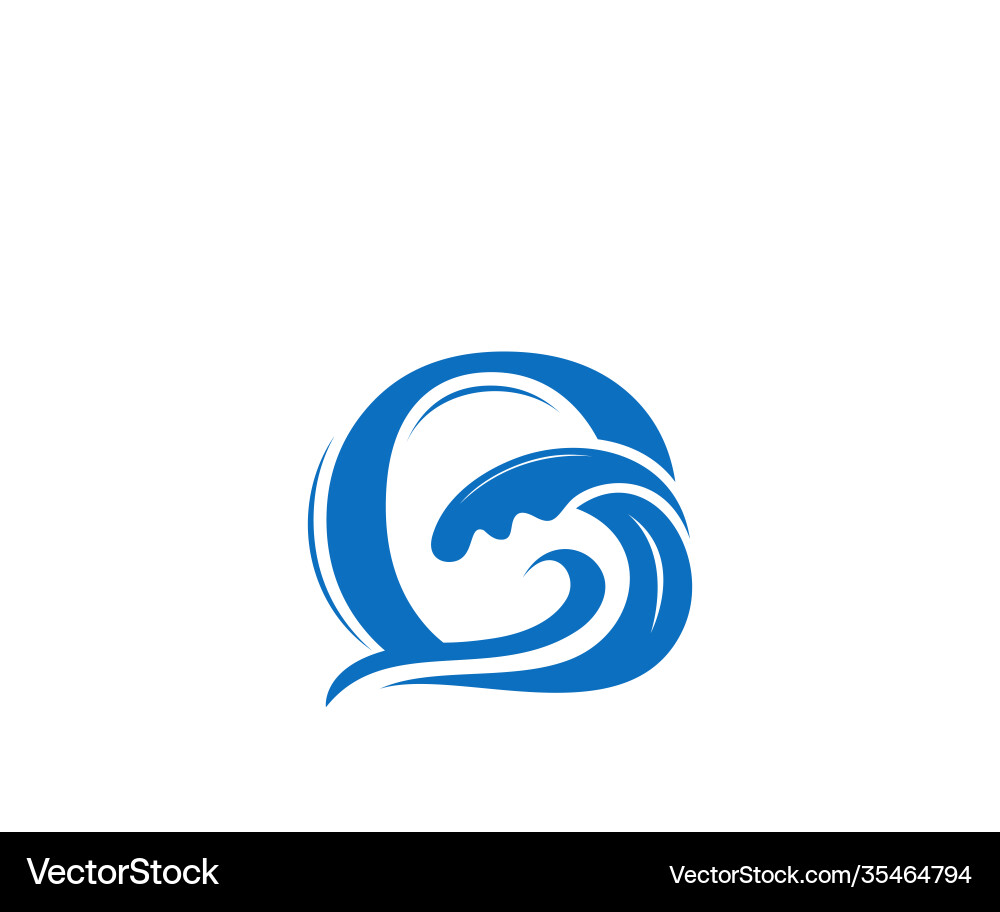 Ocean letter o logo design template Royalty Free Vector