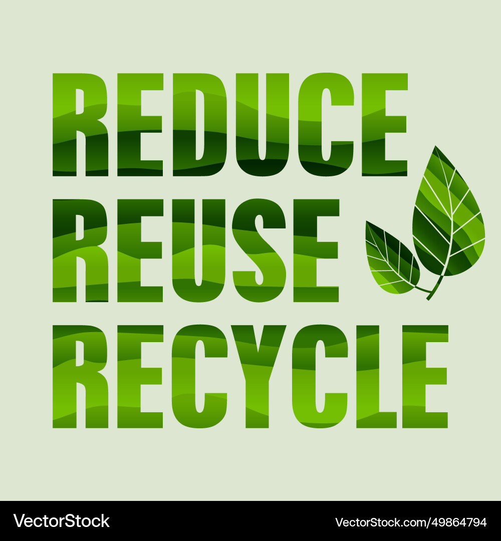 Reduce reuse recycle typographic banner Royalty Free Vector