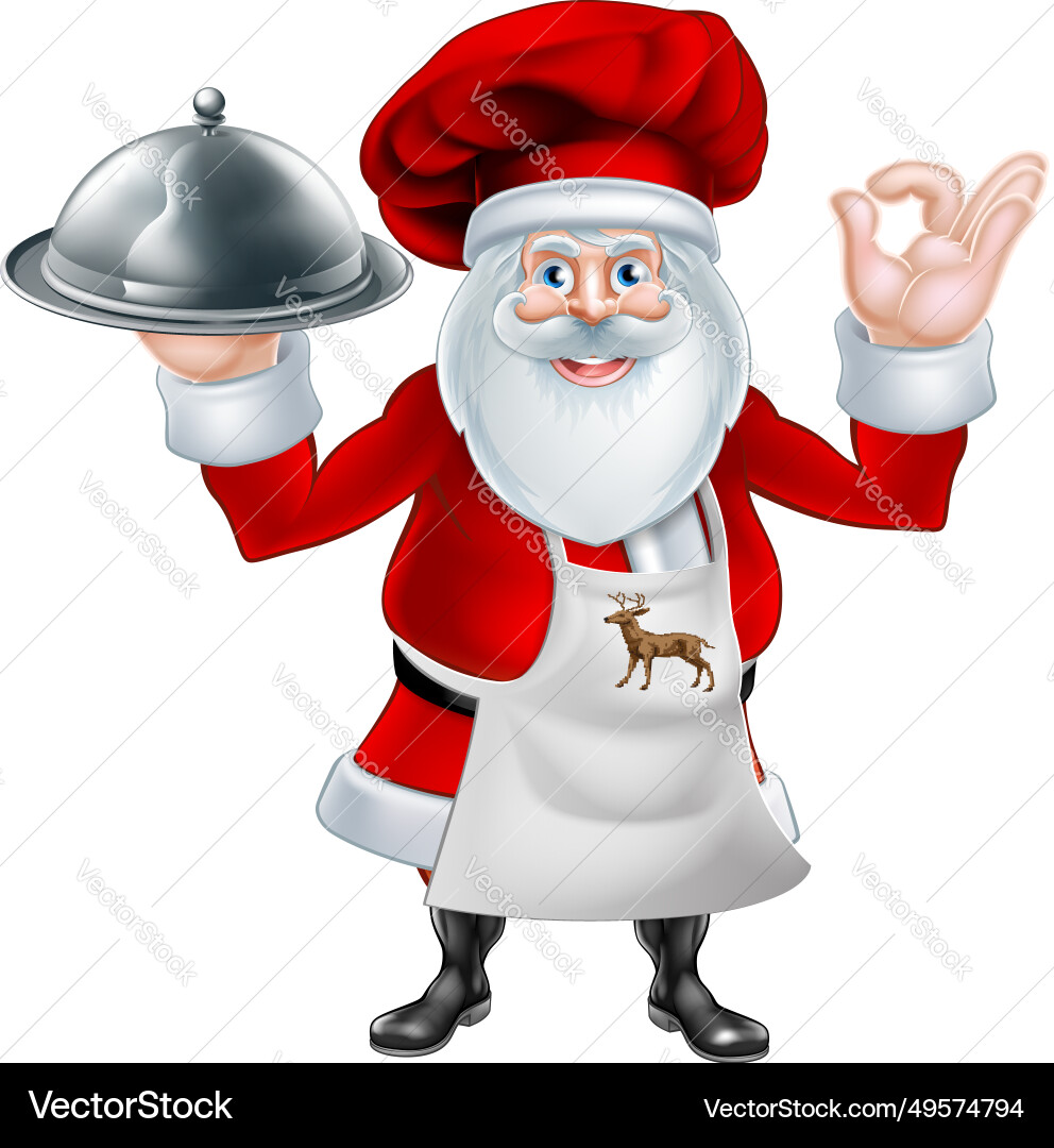 Santa chef christmas dinner concept Royalty Free Vector