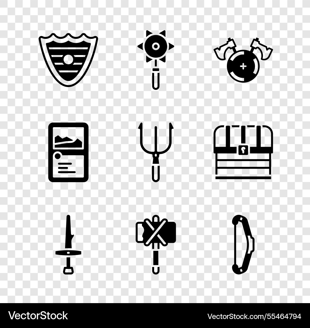 Set shield medieval chained mace ball Royalty Free Vector