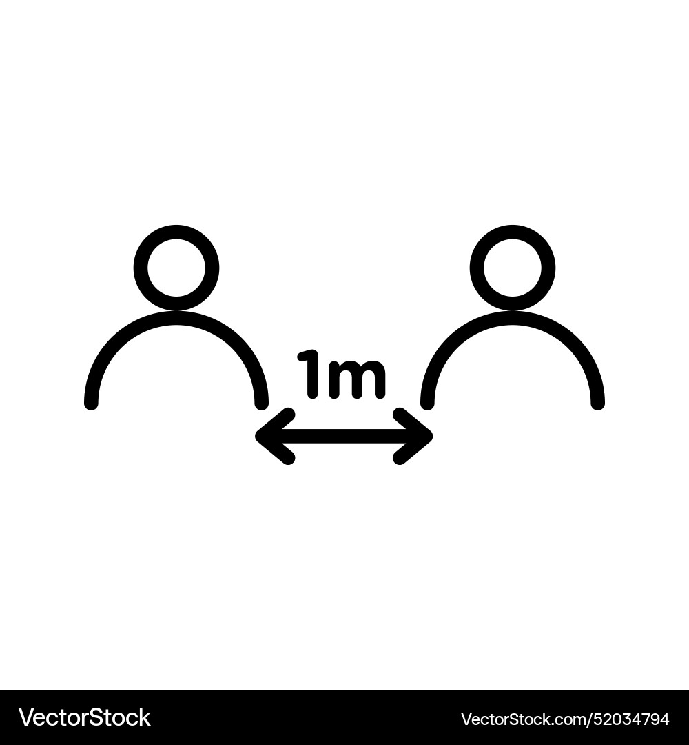 Social distancing linear logo mark in black Vector Image