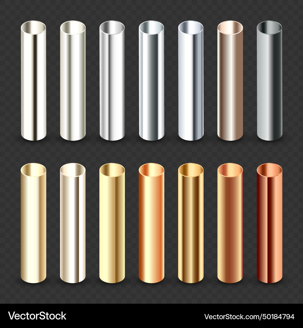 Steel and copper pipes collection construction Vector Image