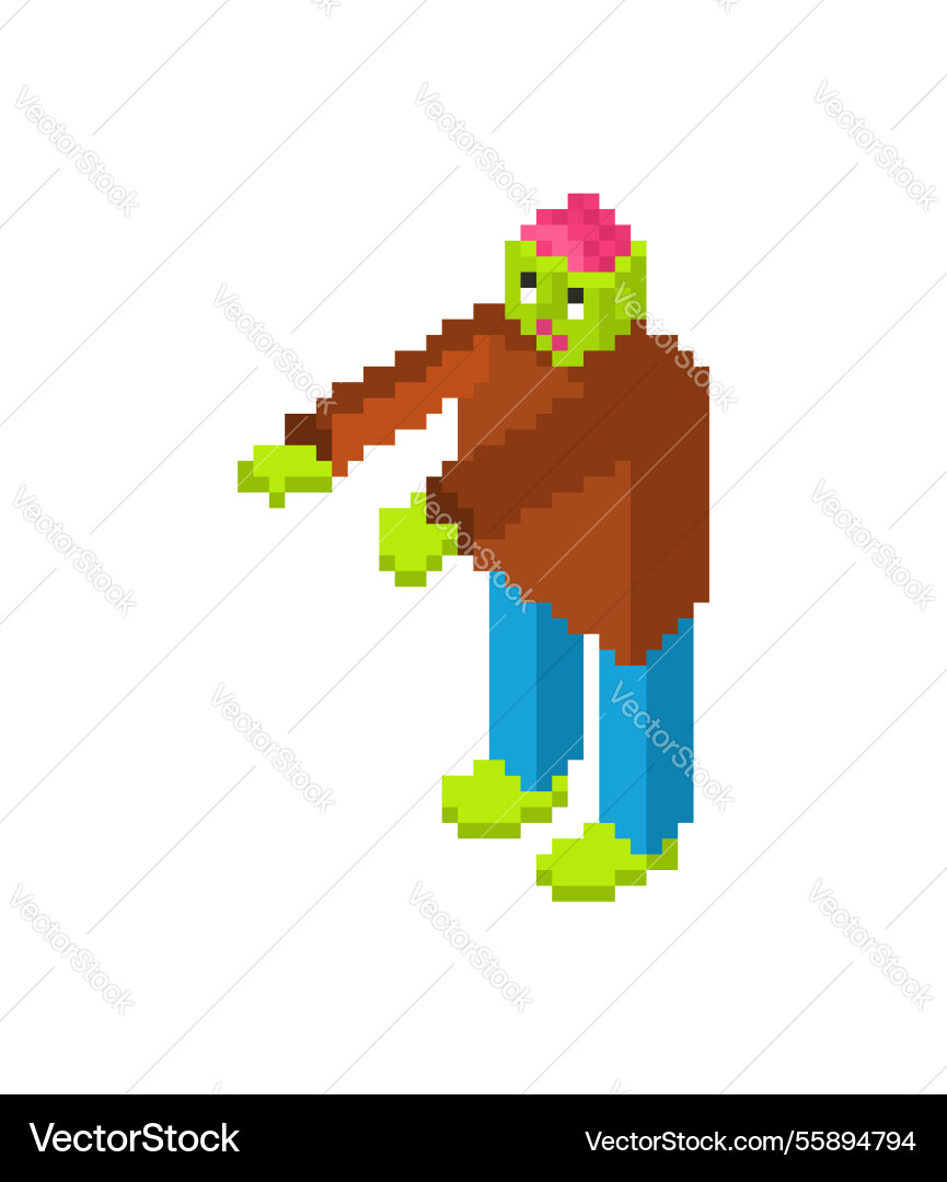 Zombie Pixel Kunst 8 Bit tot Mann Monster pixeled Vektorbild