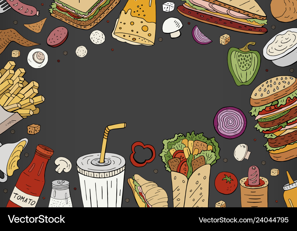 Delicious Fast Food Background Royalty Free Vector Image