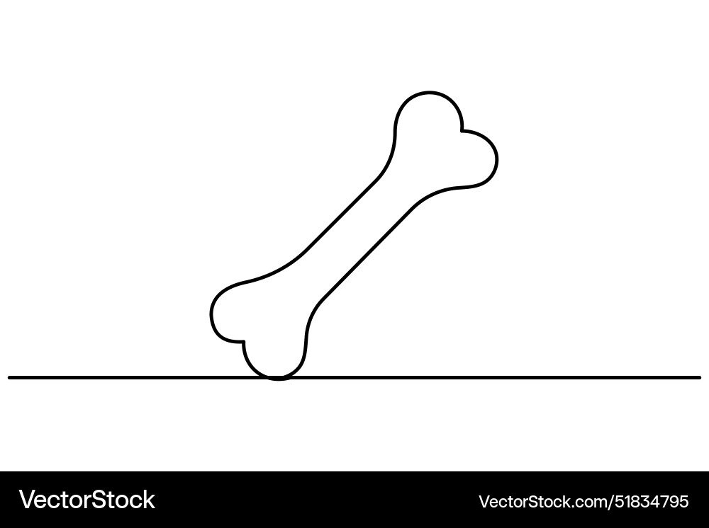 Dog bone continuous one line drawing Royalty Free Vector