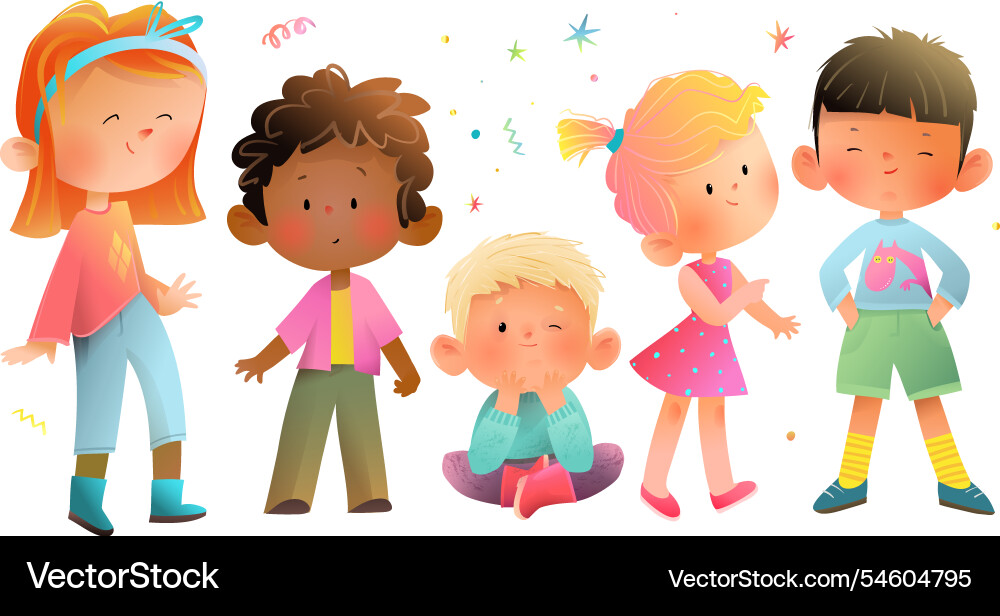 Happy Children - Diverse Kids Group Royalty Free Vector
