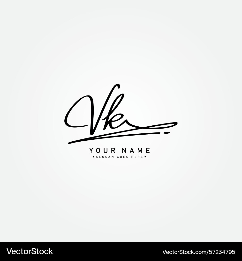 Initial signature logo for letter vk Royalty Free Vector