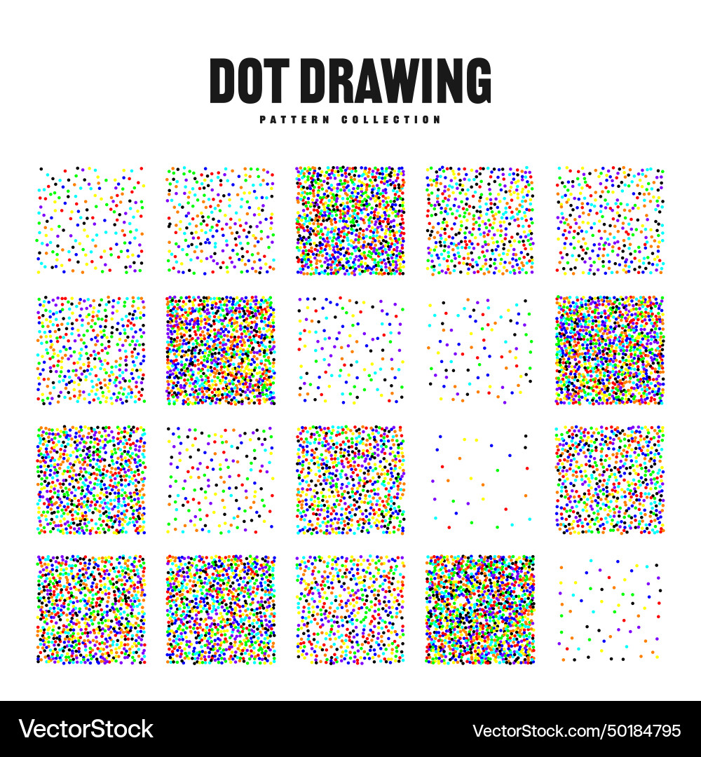 Square shaped dotted objects vintage stipple Vector Image