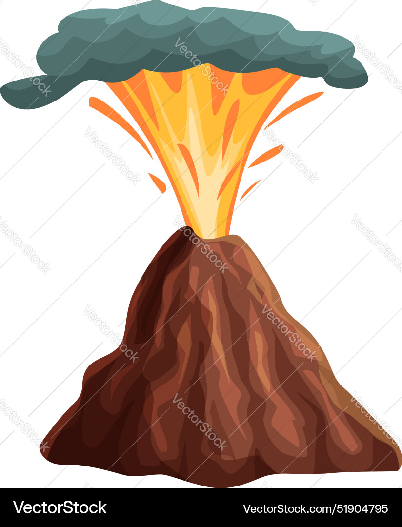 Volcano erupting with molten lava and ash cloud Vector Image