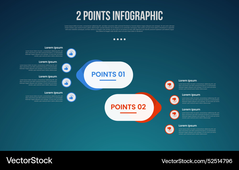 2 or two point template comparison versus things Vector Image