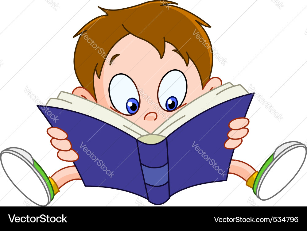 Boy reading book Royalty Free Vector Image - VectorStock
