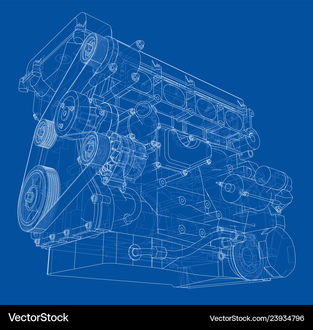 Engine sketch rendering of 3d Royalty Free Vector Image