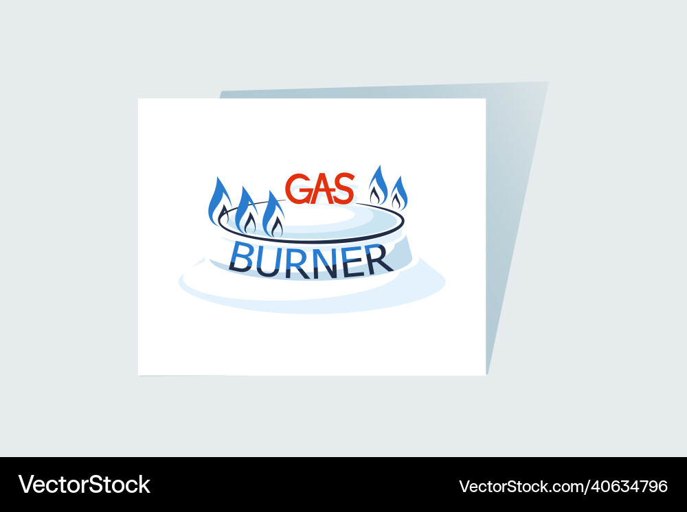 Gas burner emblem flat symbol with flame Vector Image
