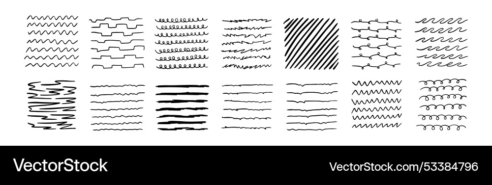 Lines by pen hand drawn black doodle strokes Vector Image
