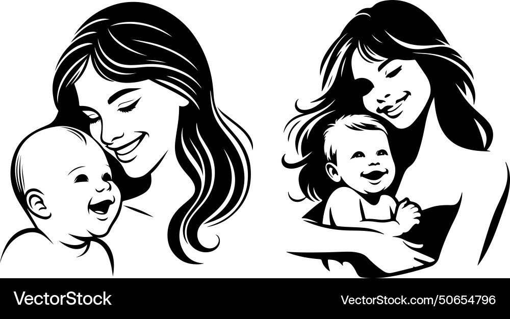 Mother and baby smiling Royalty Free Vector Image