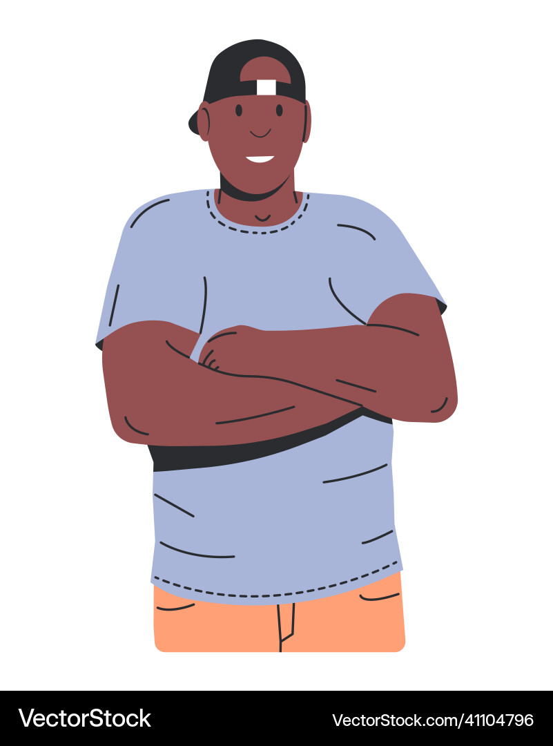 Muscular man with folded arms across chest Vector Image