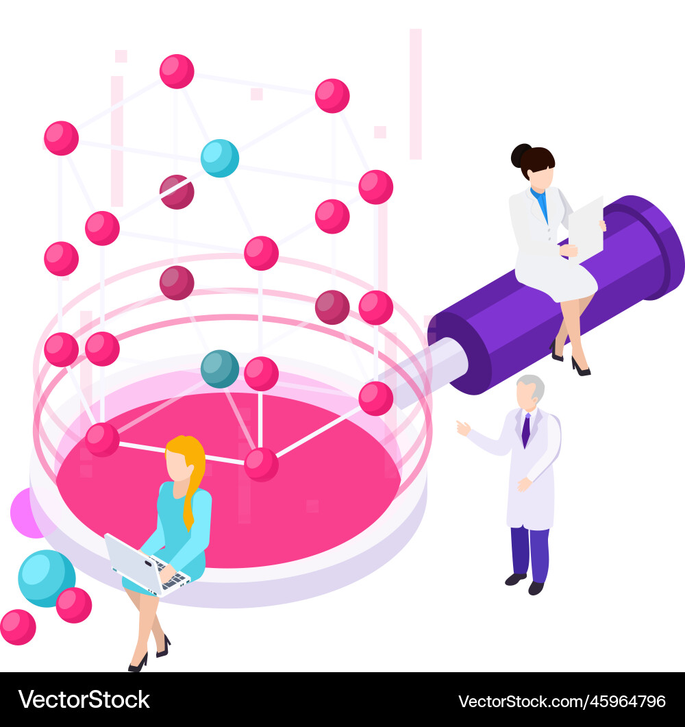 Nano injection isometric composition Royalty Free Vector