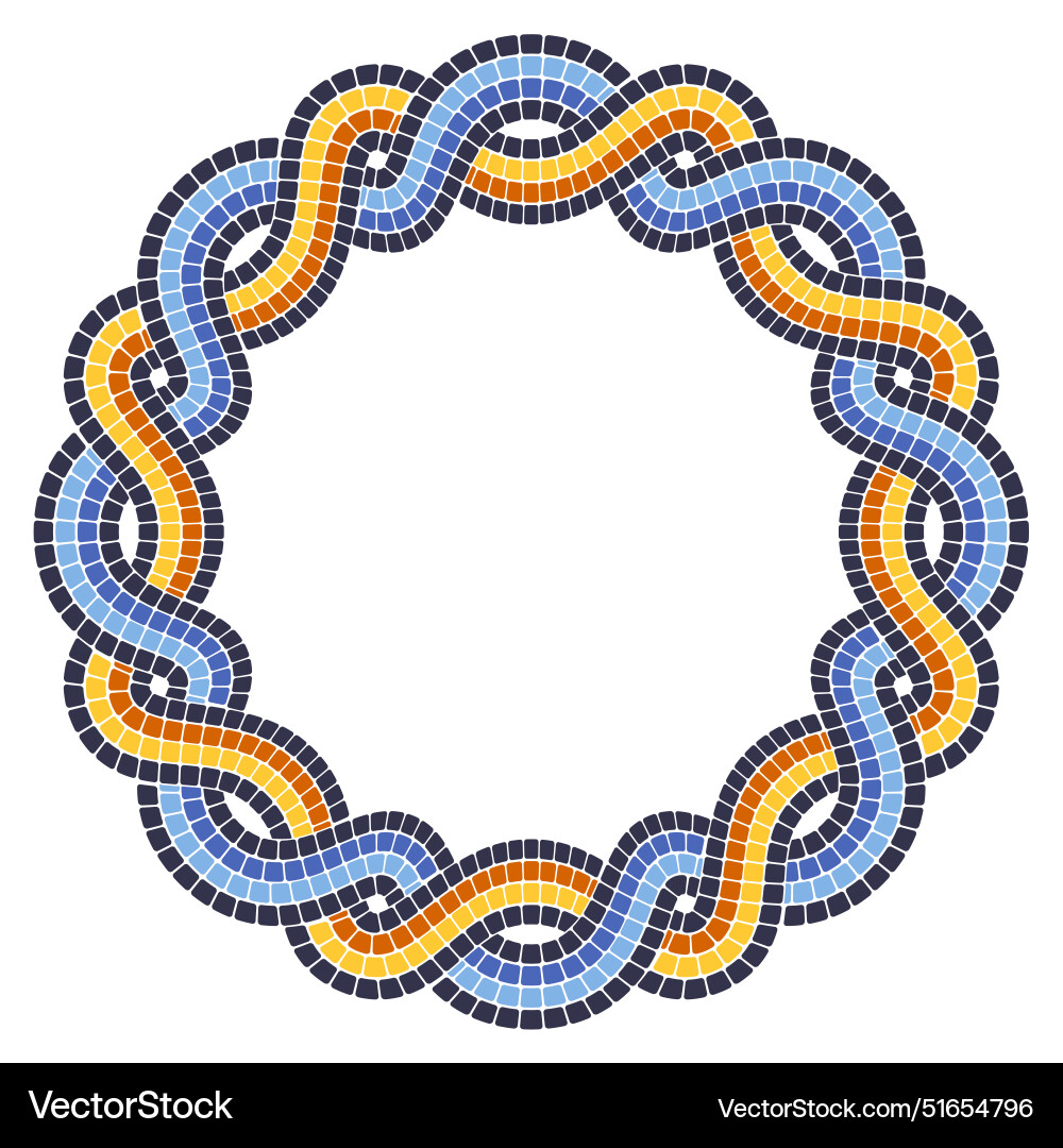 Round frame with two interweaving mosaic braid Vector Image