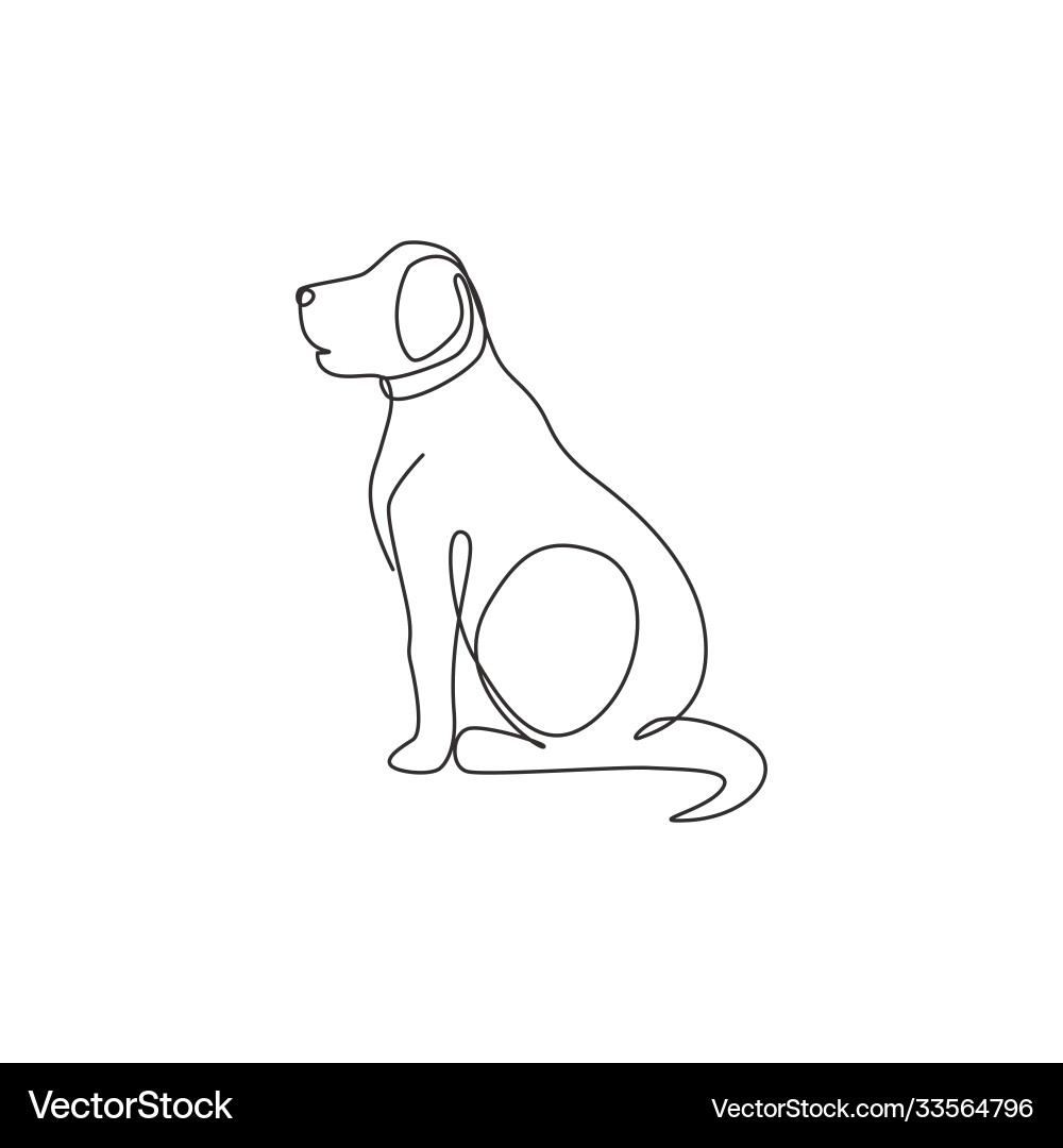 Single one line drawing adorable labrador Vector Image
