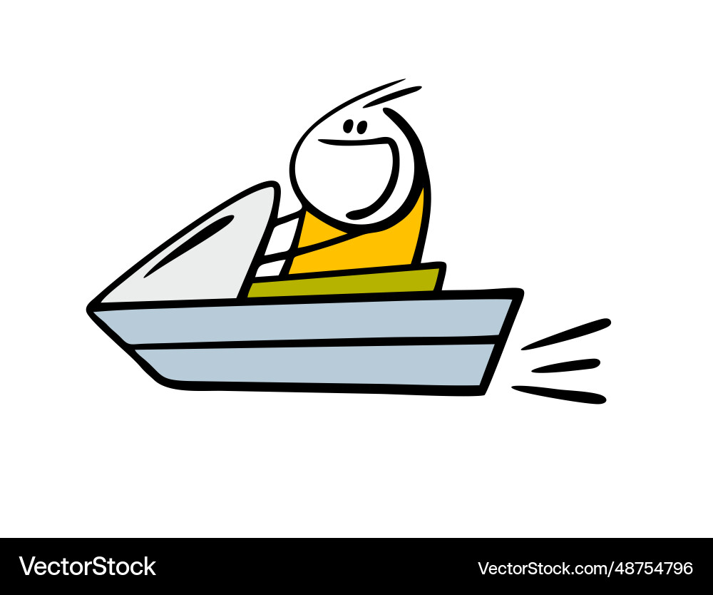 Stickman enthusiastically rushes on a water Vector Image