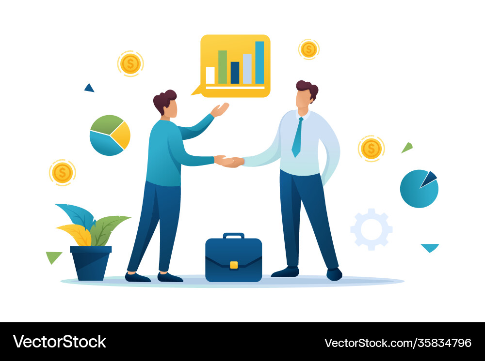 Successful cooperation between two businessmen Vector Image