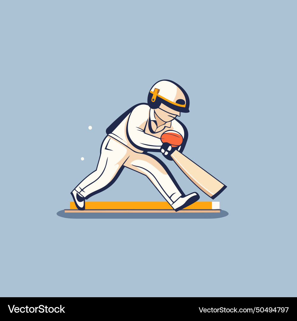 Cricket player in action cartoon style Royalty Free Vector
