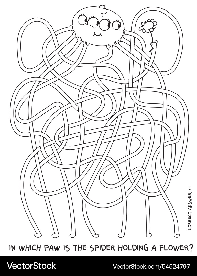 Cute Spider Maze Puzzle for Kids Royalty Free Vector Image