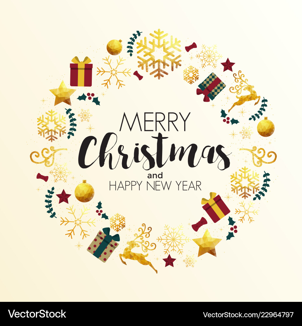Holiday christmas card made from triangles Vector Image