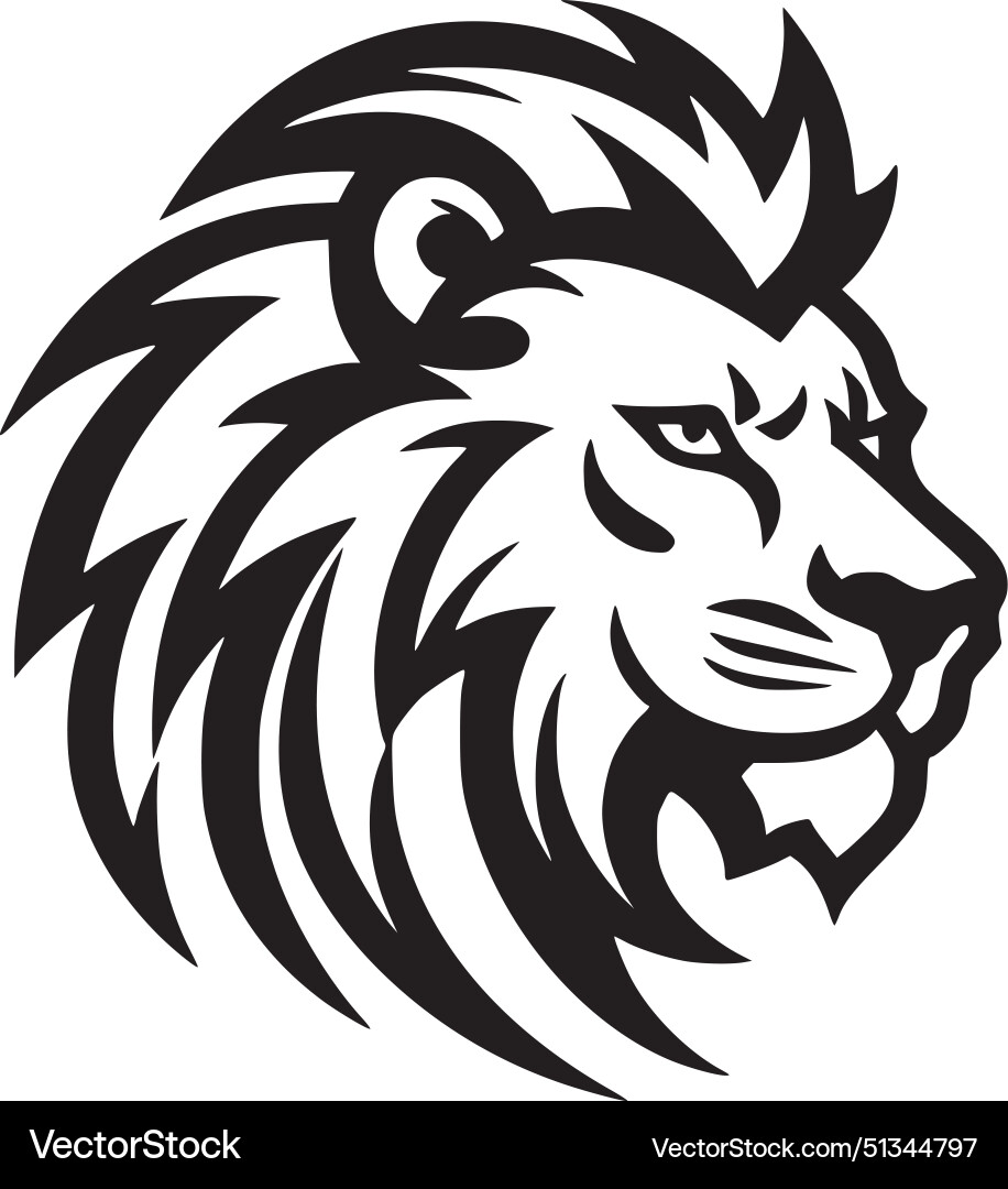Lion - black and white Royalty Free Vector Image