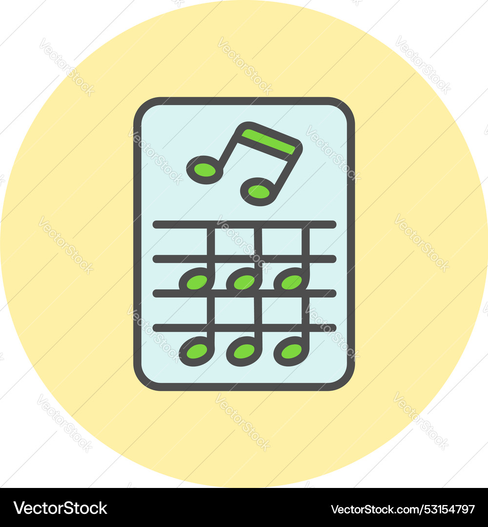 Music score line filled circle icon Royalty Free Vector