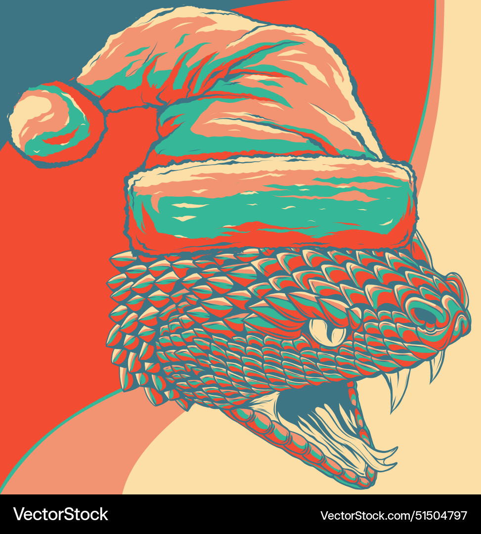 Snake head with santa claus Royalty Free Vector Image