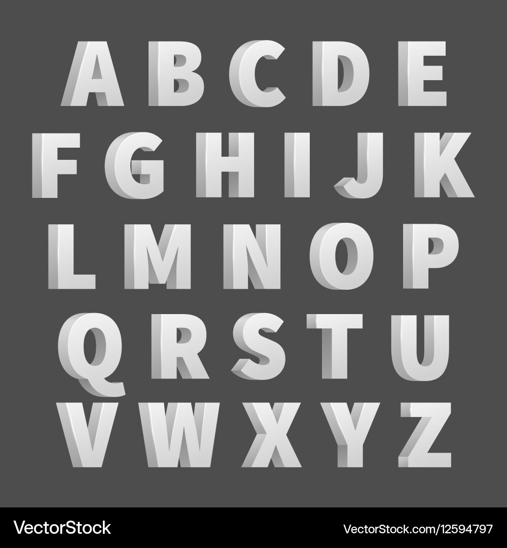 Volume 3d alphabet letters Royalty Free Vector Image