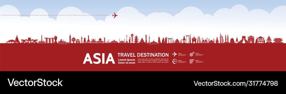 Asia travel destination Royalty Free Vector Image