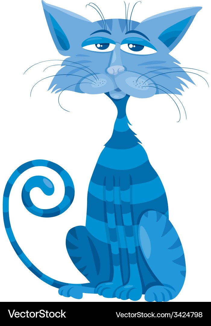 Blue cat character cartoon Royalty Free Vector Image