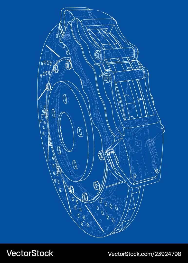 Brake disc outline rendering of 3d Royalty Free Vector Image
