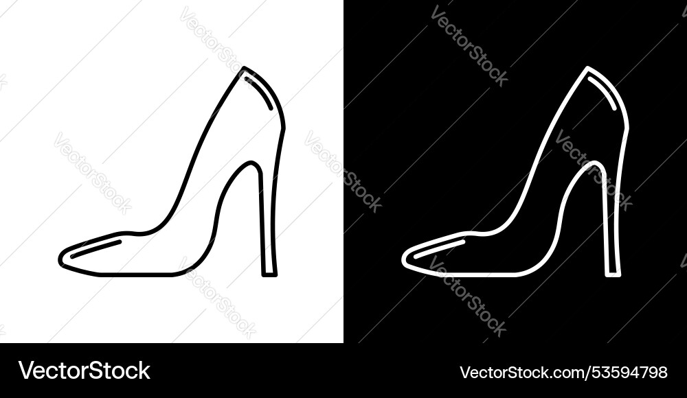 High heel shoes thin line icon set Royalty Free Vector Image